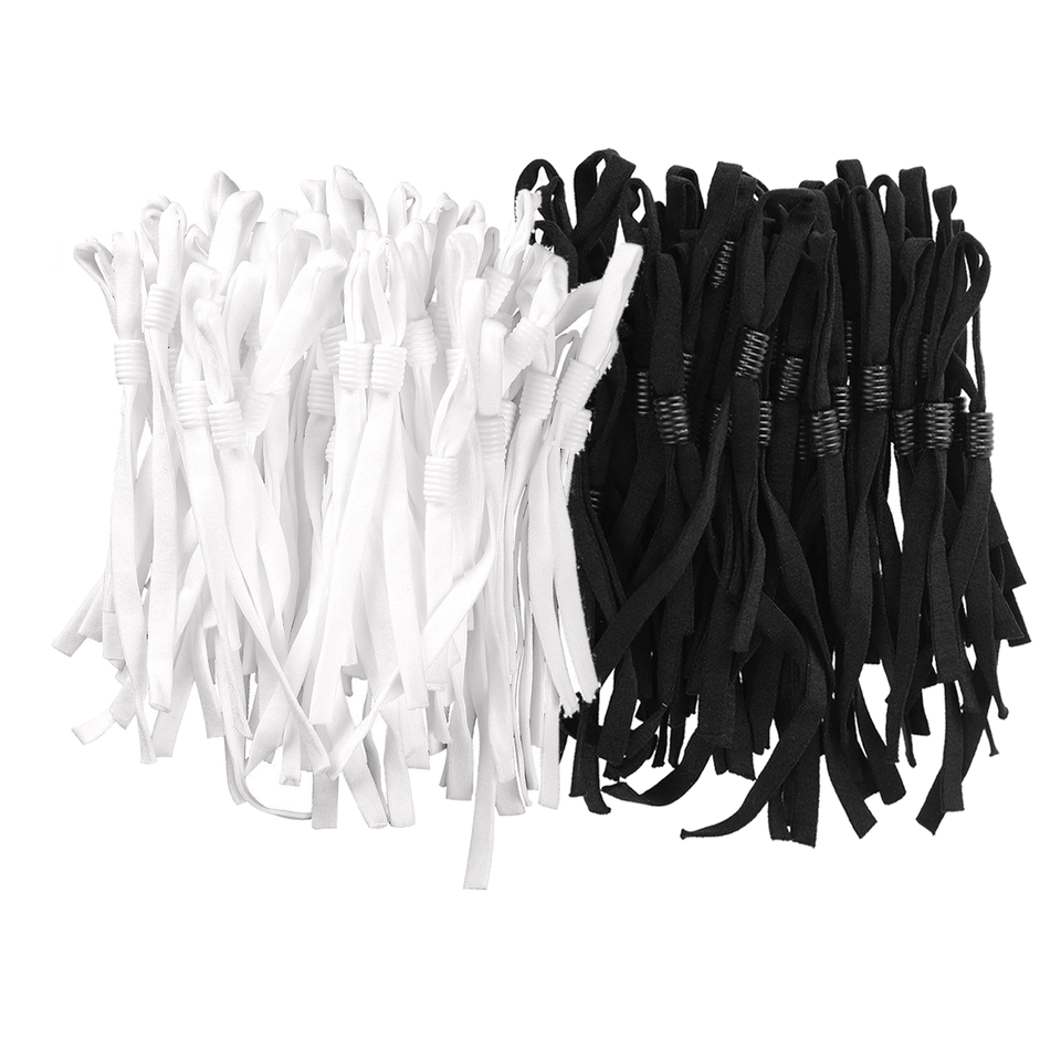 Elastic Face Mask String with Stopper Toggle Black White Sewing Cord ...