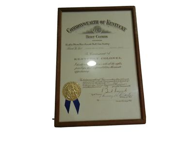 Kentucky Colonel Certificate Col. (R) Tom Turning Presents A Kentucky