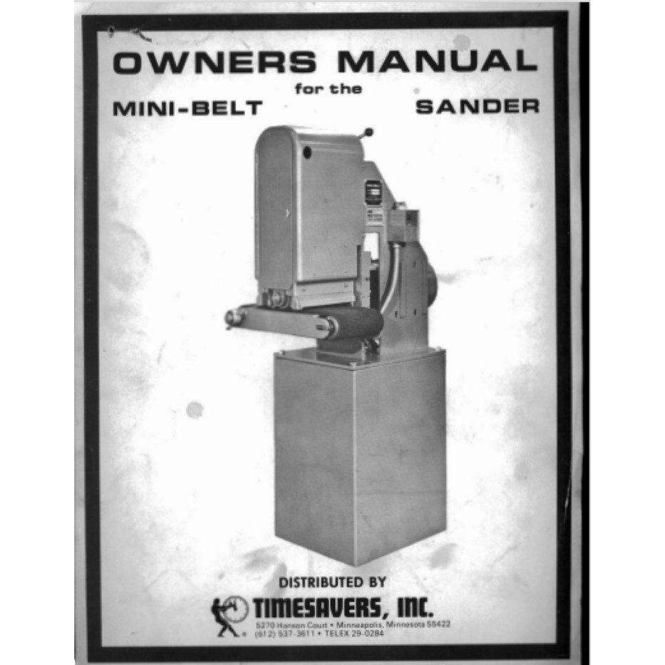 Timesaver 648 mini belt sander Parts manual 22 pages Comb bound Gloss ...