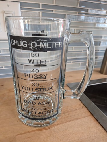 SPENCERS Chug-O-Meter 50oz. Heavy Glass Mug Huge 8.75"x4.5"x7" Beer Mug ...