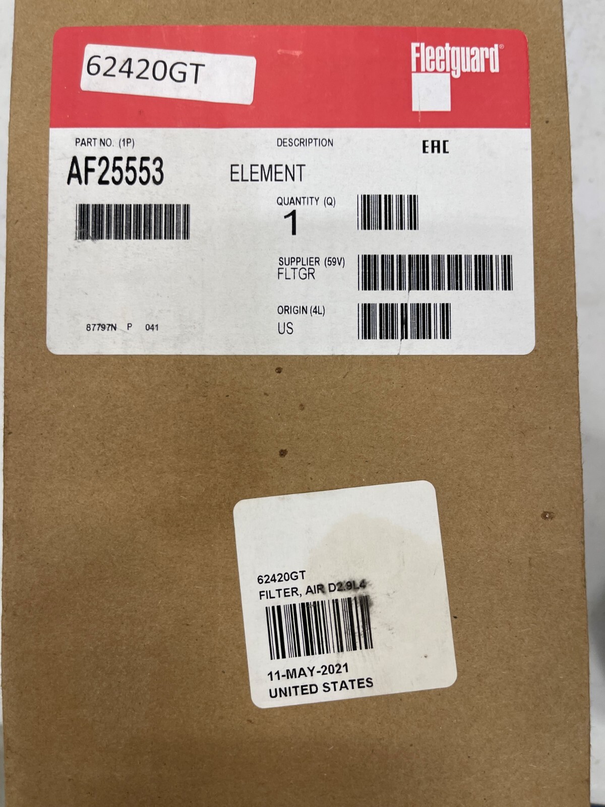 FLEETGUARD AF25553 - Air filter cross reference