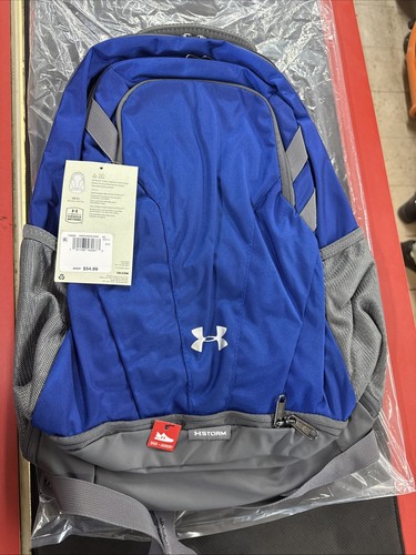 Under Armour Team Hustle Storm Backpack Royal Blue/Grey Water Repellant ...