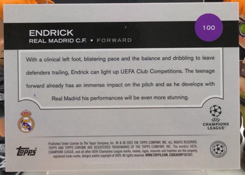 Endrick 2024-25 Topps Chrome Sapphire UEFA Image Variation RC #100 | eBay