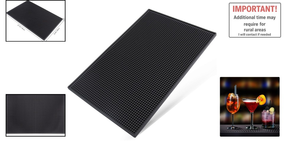 Food-Safe 18x12 Heavy Duty Rubber Bar Mat - Perfect for Home Bars ...
