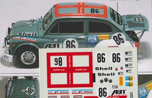 decal 1/24 FIAT ABARTH 1000 TCR 24h SPA 1970 23° ass. 1° Classe Arena ...