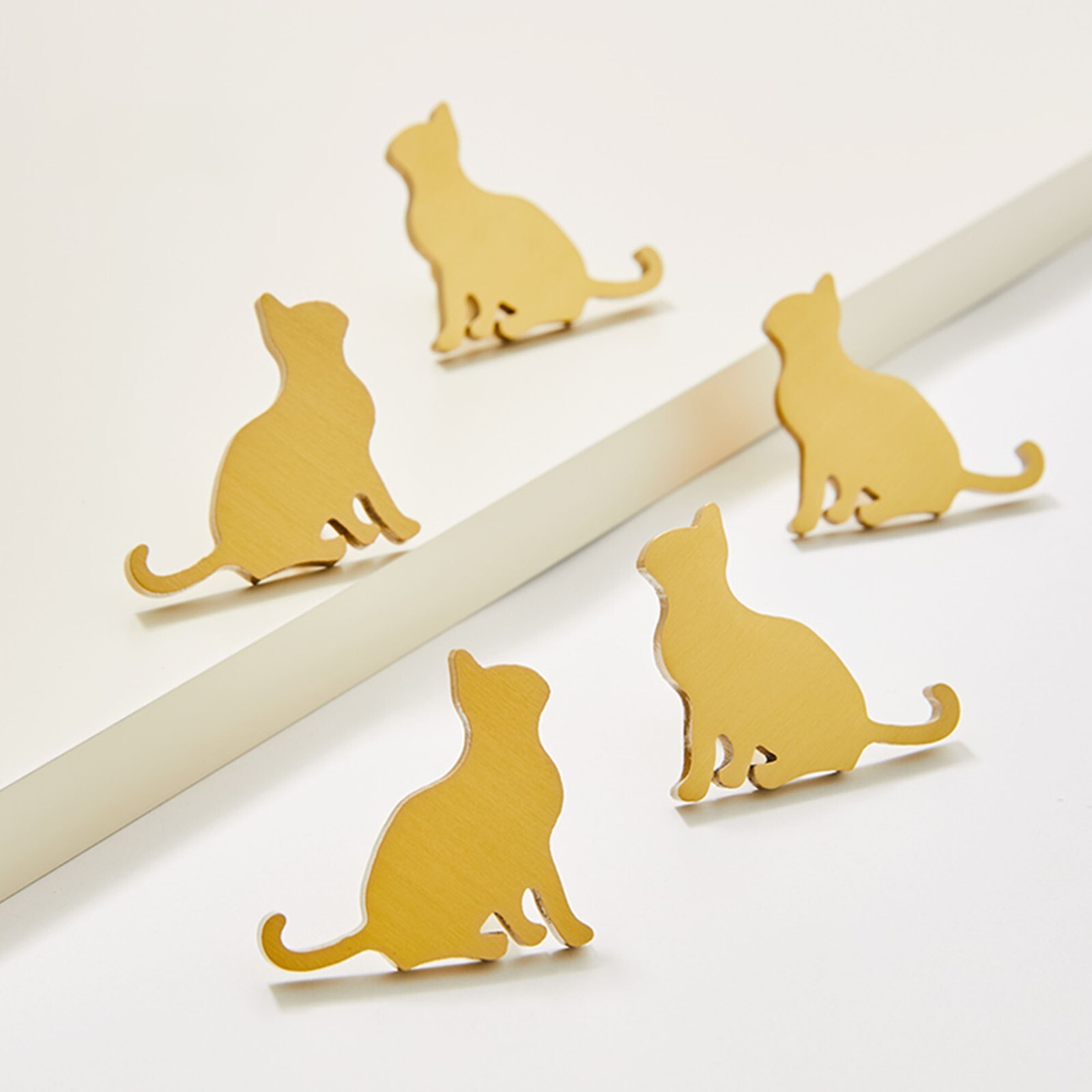 Cute Cat Cabinet knob Solid Brass drawer gold handle closet door brass ...
