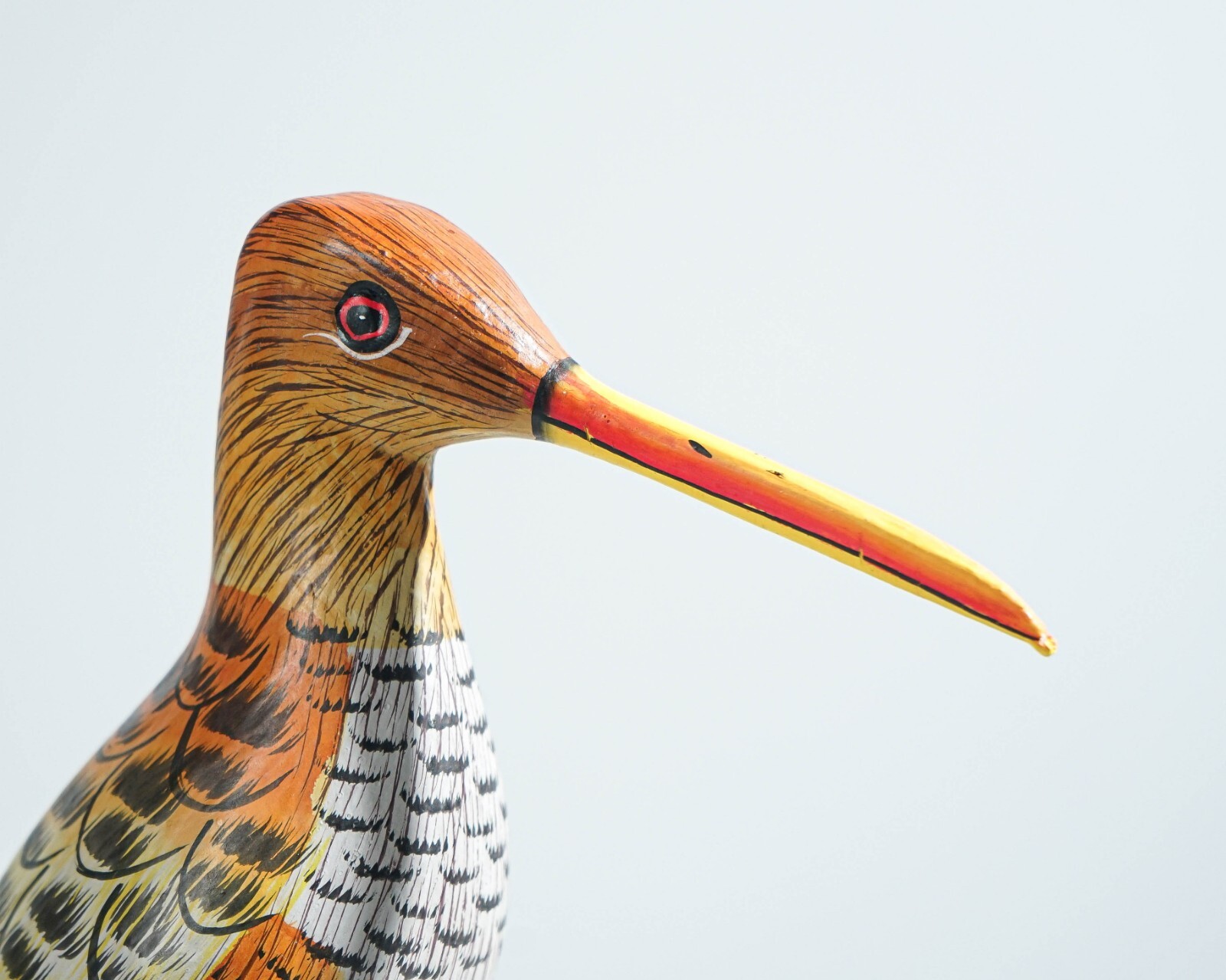 Snipe Bird Statue, Painted Wood Carving, Wooden Bird Art, Handcrafted ...