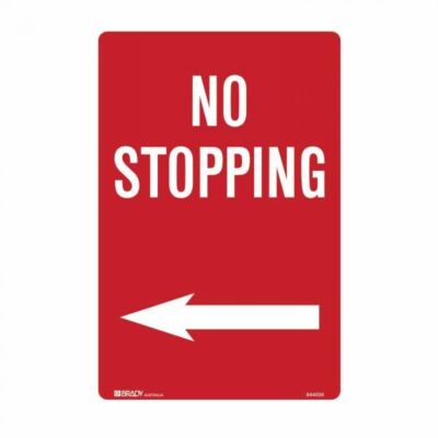 Brady No Standing Sign - No Stopping Arrow Left 300 x 450mm Metal ...