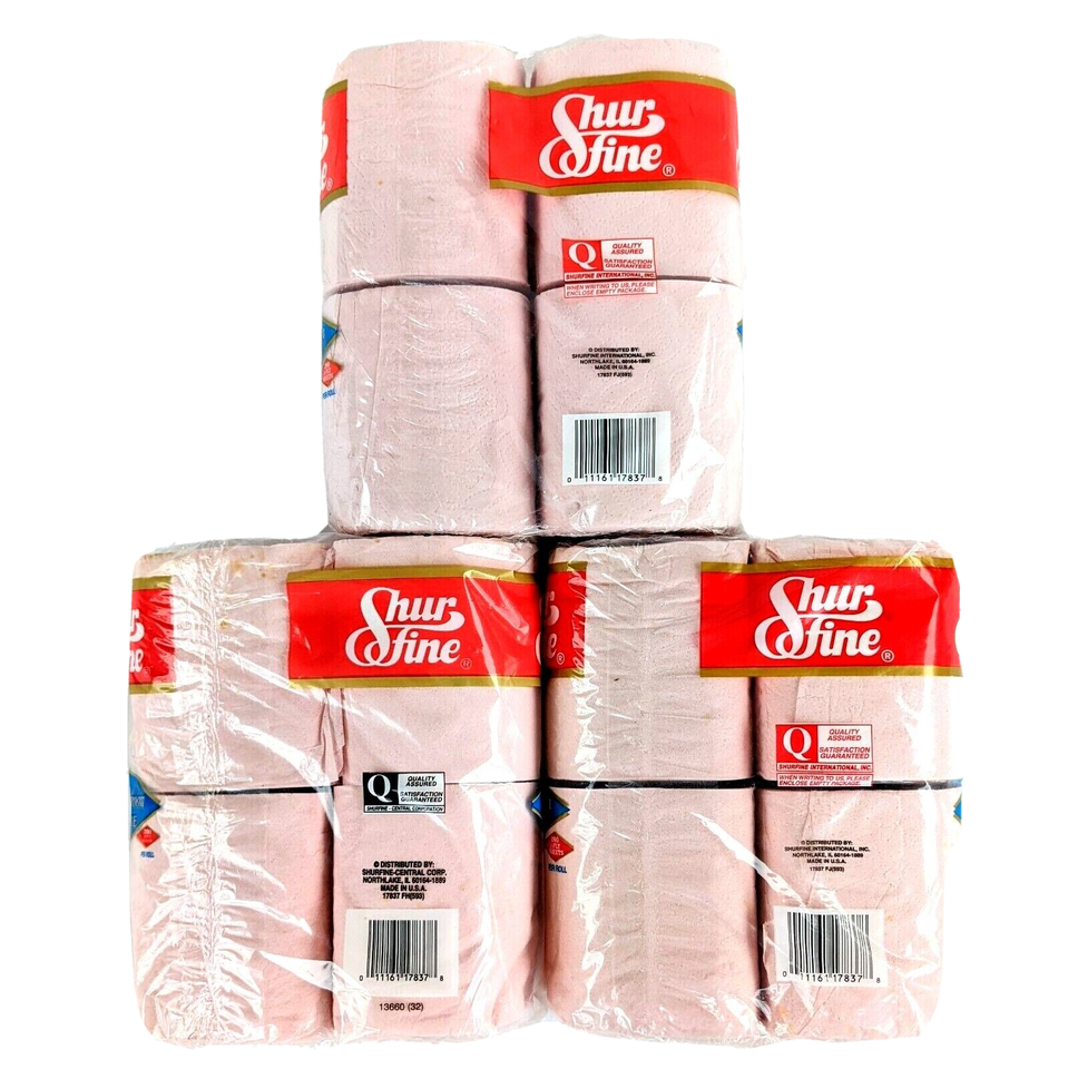 Vtg Pink Toilet Paper Tissue Lot of 3 4-Roll Packages Shur Fine Movie ...