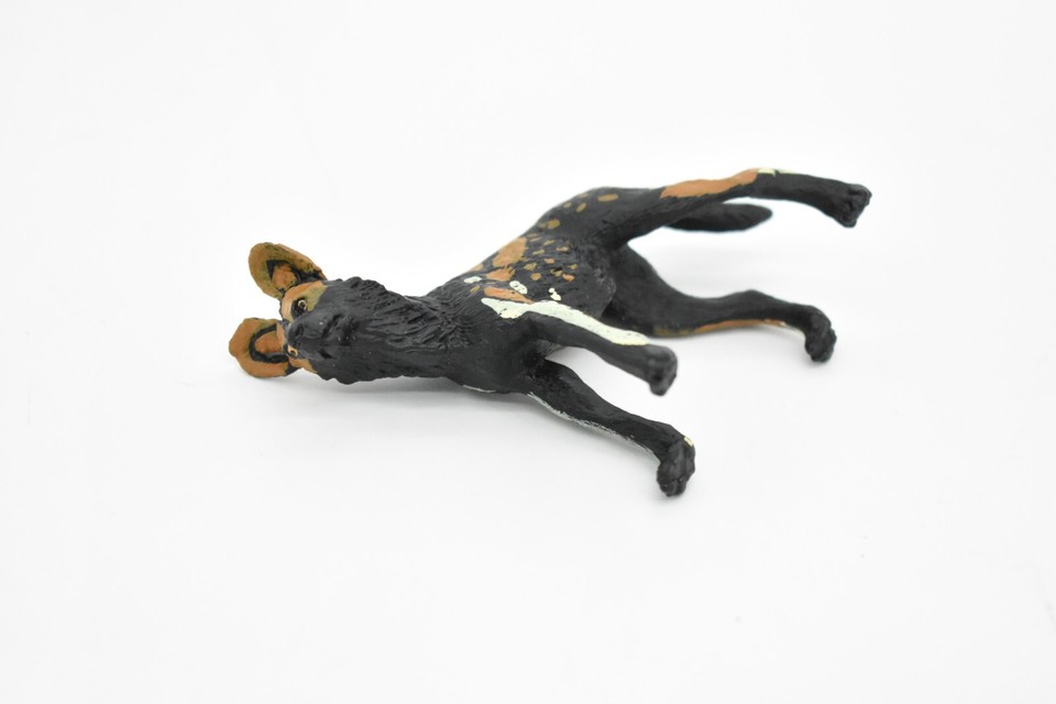 African Wild Dog Toy, Figure, Painted, Educational, Realistic Rubber ...