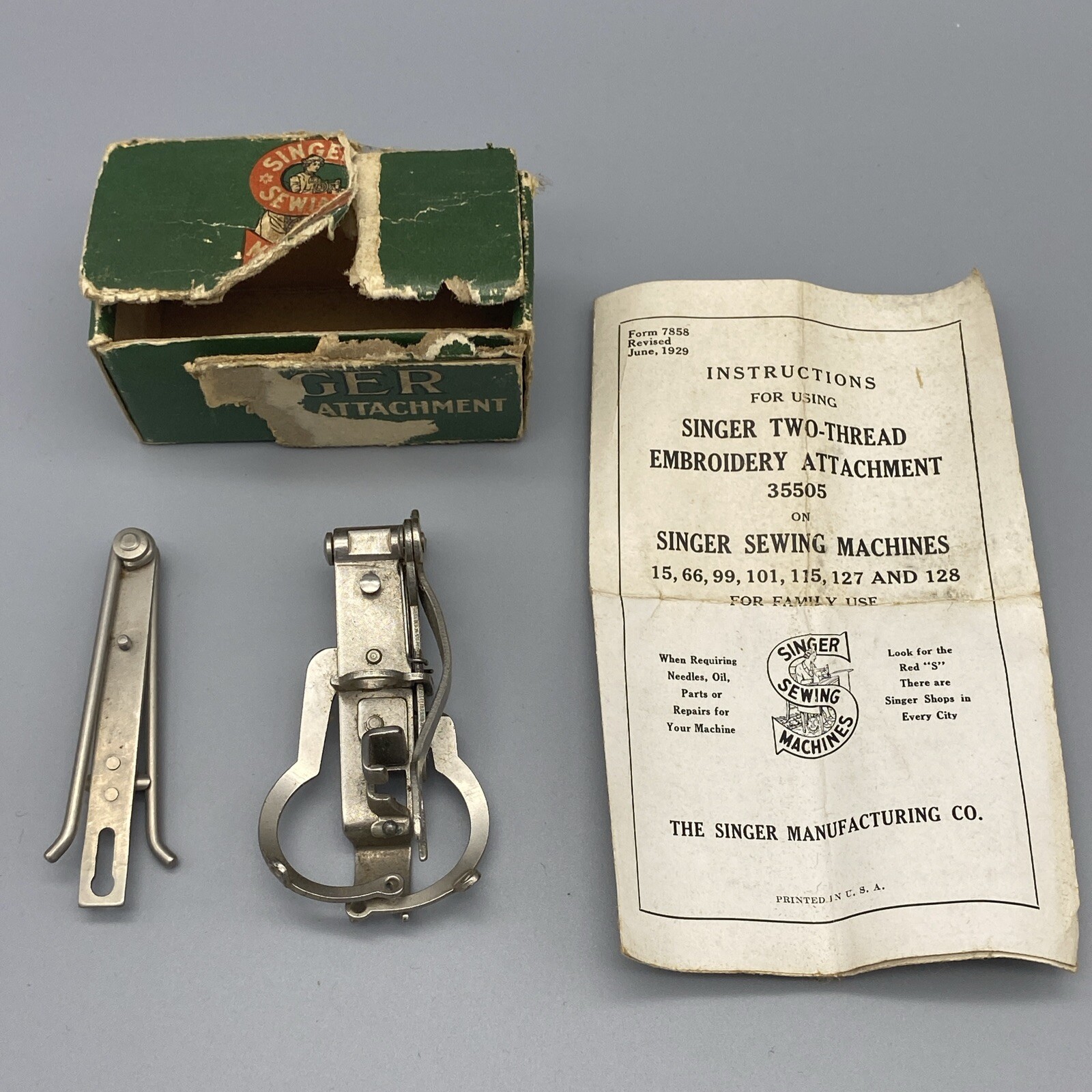 SINGER 221 Featherweight Two Thread Embroidery Attachment 35505 Lt4 for ...