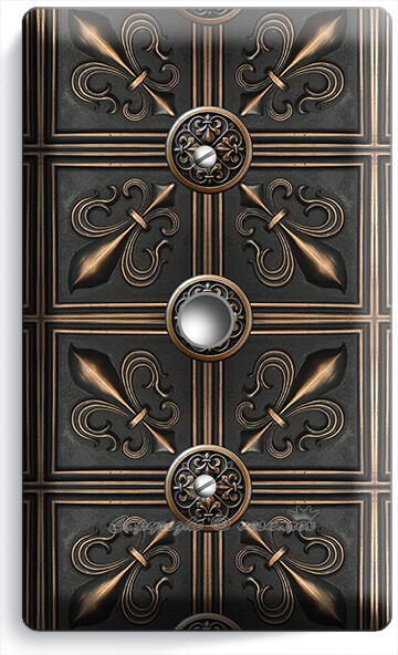 MEDIEVAL FLEUR DE LIS COPPER TILE LOOK LIGHT SWITCH OUTLET WALL PLATE ...