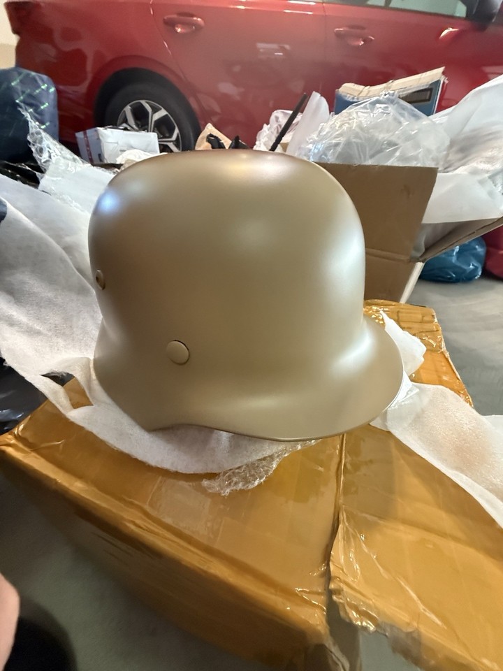 Military WW2 German M35 Steel Motorcycle Helmet Army Field Helmets Tan ...