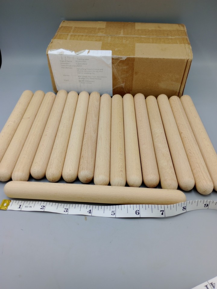 16 Pack 8 Inch Rhythm Sticks Wood Claves Natural Hardwood Sticks ...