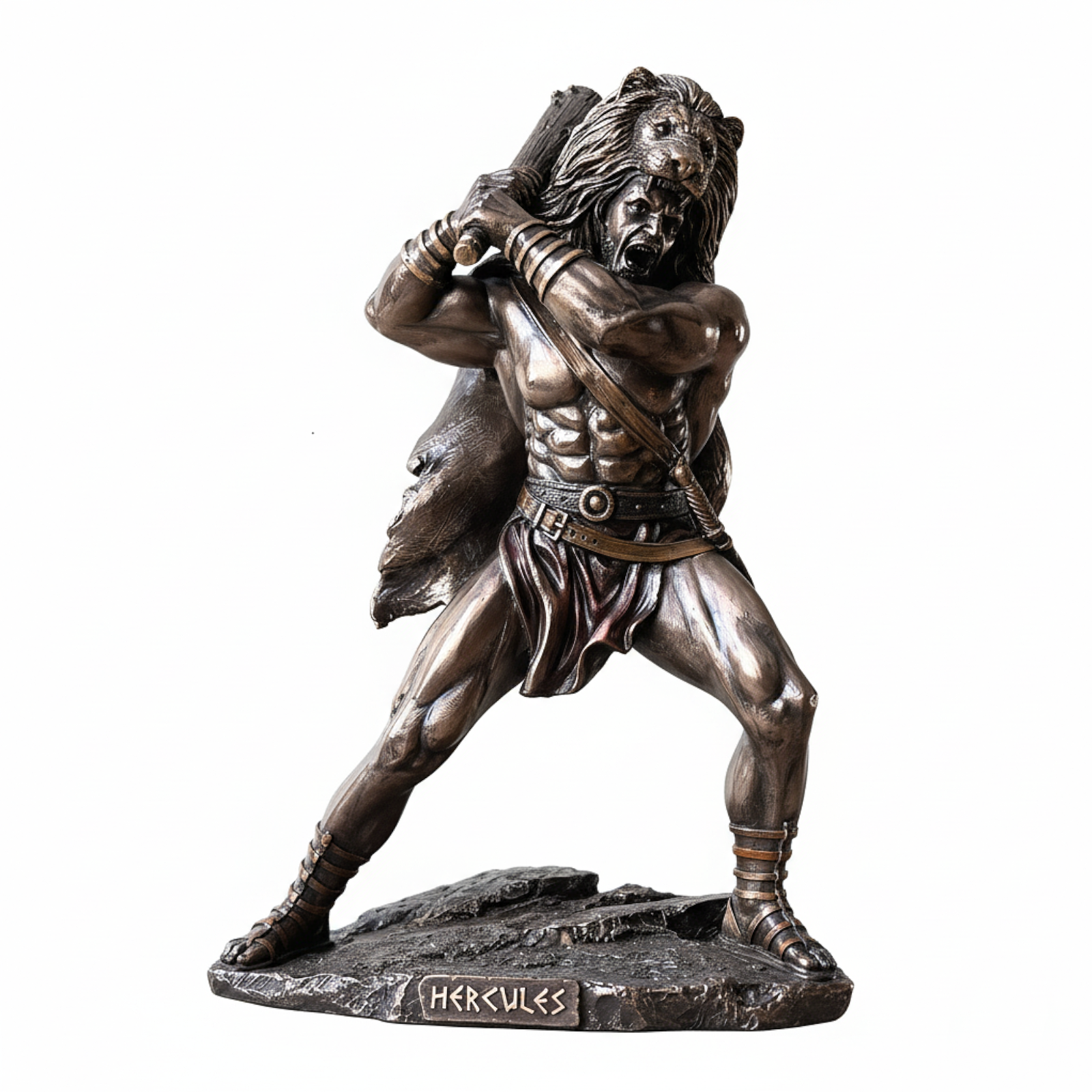 Hercules Slaying Nemean Lion Statue 10" Tall - Greek Mythology Warrior ...
