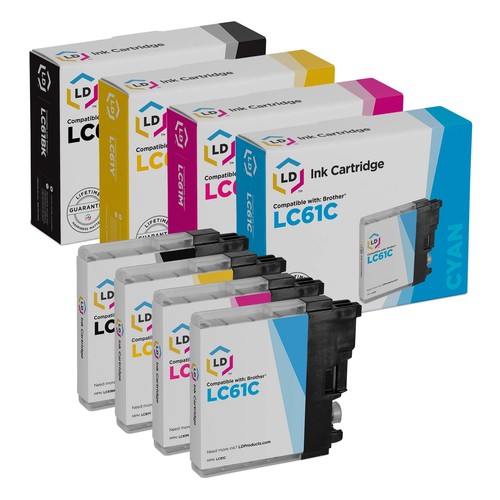 LD 4PK LC61 Black & Color Ink Cartridge Set for Brother DCP-165C DCP ...