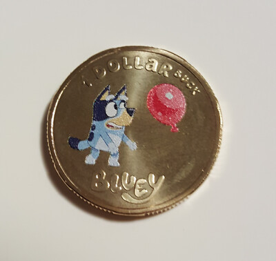 Australia 2024 Bluey Dollar Buck $1 UNC Coloured Coin (taken from RAM ...