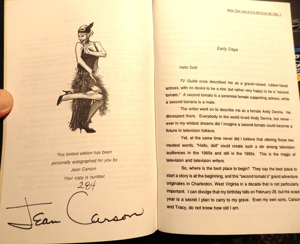 More Than Just a Fun Girl from Mt. Pilot: The Jean Carson Story Signed ...