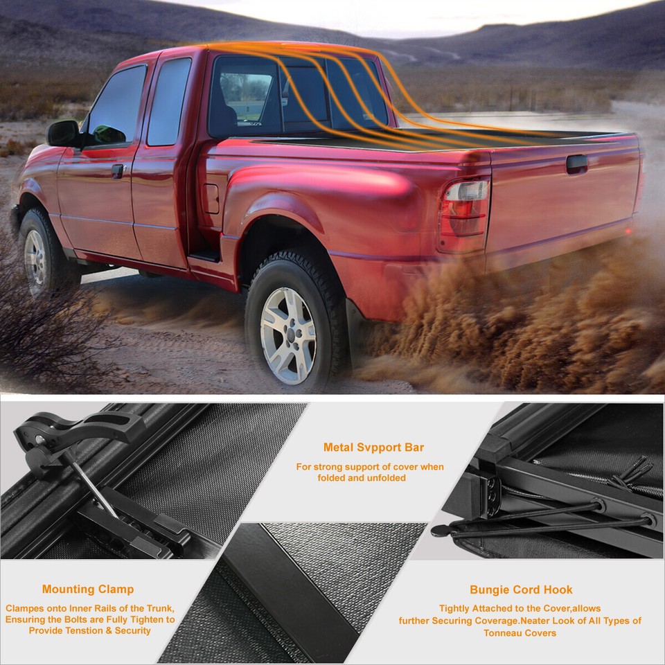 Vinyl Soft Top Tri-Fold Tonneau Cover for 93-04 Ford Ranger Flareside ...
