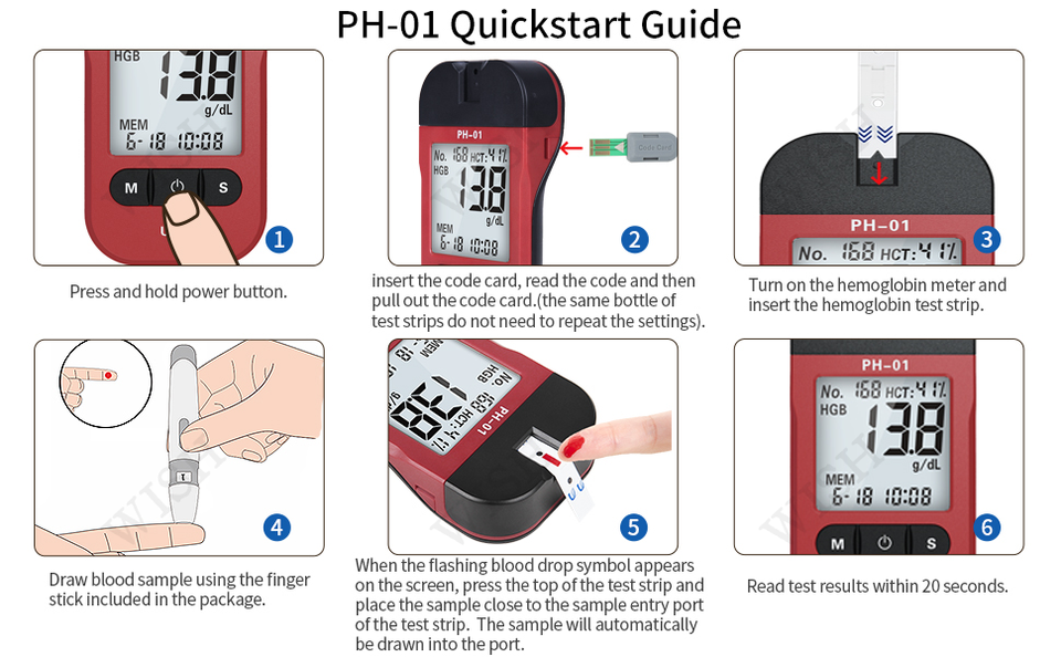 URIT Hemoglobin Analysis Tester Meter Home Hb Analyzer Anemia Tester ...