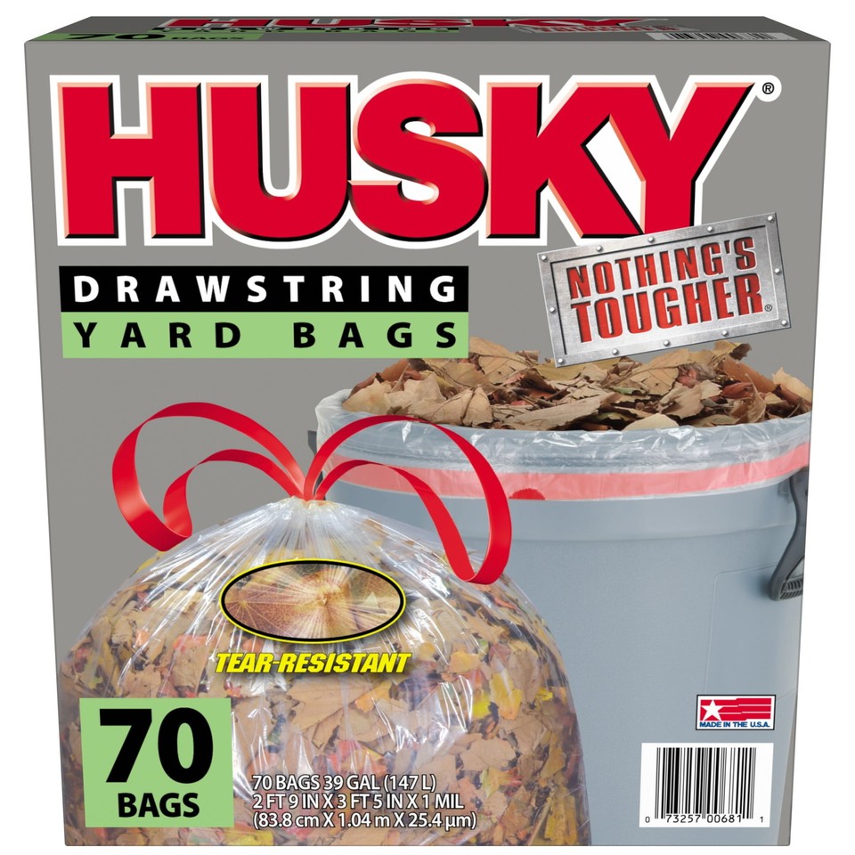 Husky 39 Gal Drawstring 70 Ct Clear Yard Bag | eBay