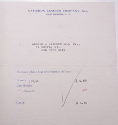 1930 Lamson Goodnow Cameron Lumber Company Inc Newburgh NY Ephemera ...