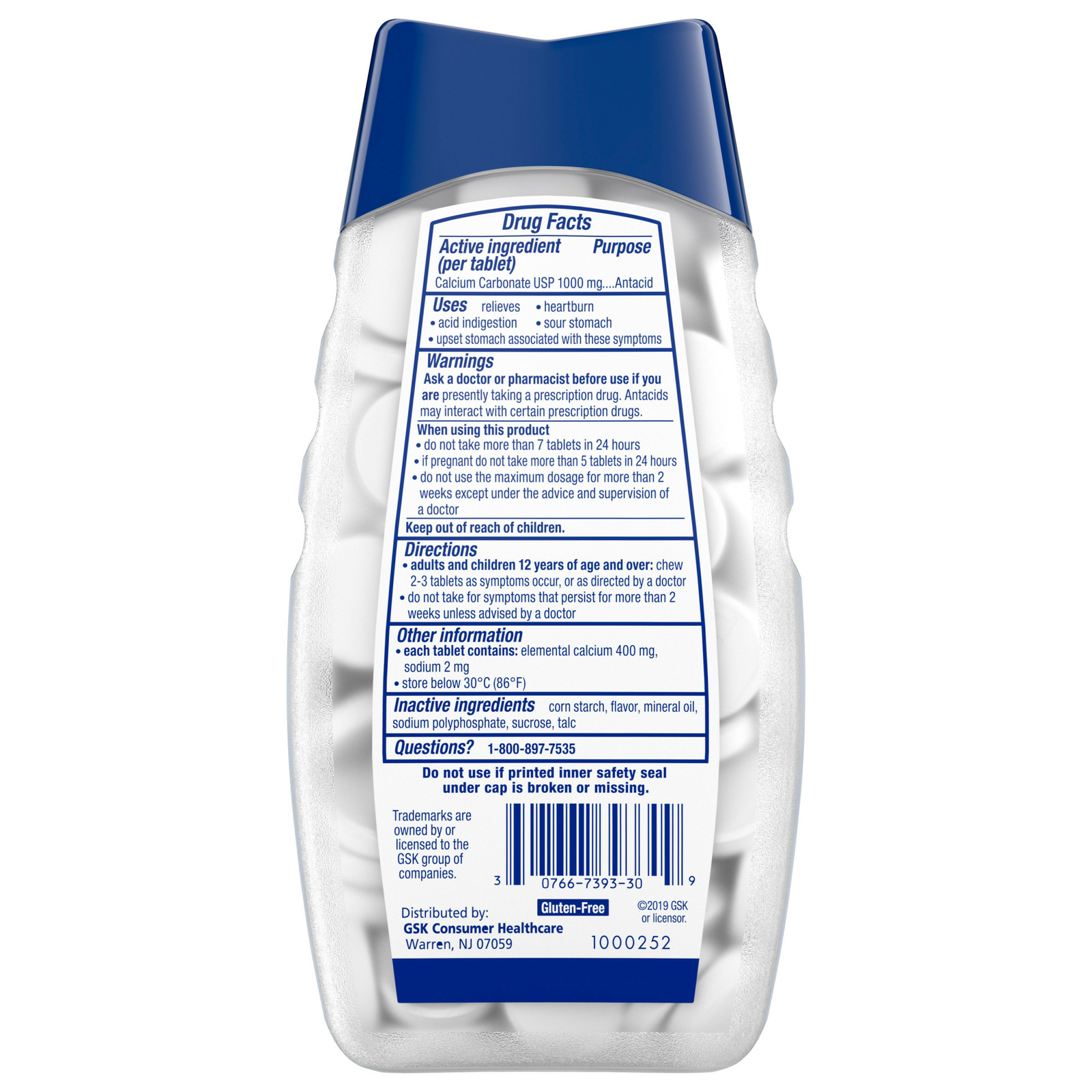 TUMS Ultra Strength peppermint Antacid Chew Tablet for Heartburn Relief ...