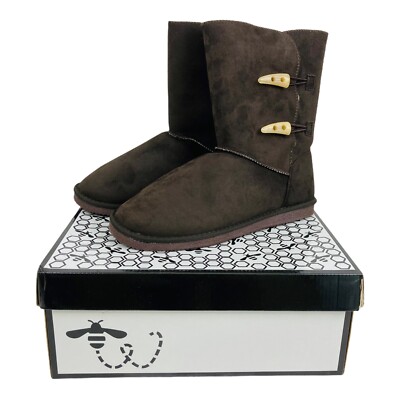 Willowbee Womens Sonia Mid-Calf Shearling Lining Chocolate Brown Boots ...
