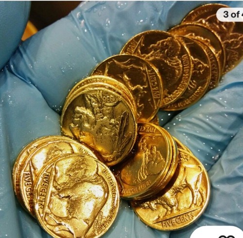 2 GOLD BUFFALO NICKELS -Pure 24K GOLD PLATED Buffalo Indian Head Nickel ...