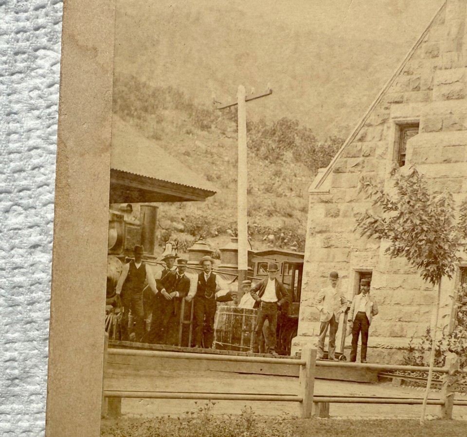 1800s Manitou Springs TRAIN RR station COLORADO JG HIESTAND albumen ...