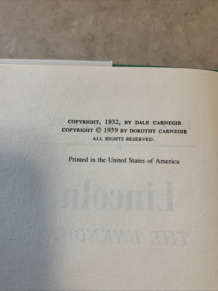 Dale Carnegie Lincoln The Unknown 1959 Hardcover Biography | eBay