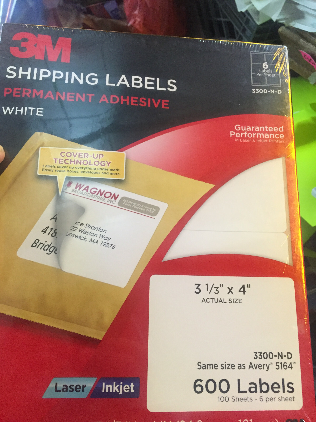 3M Labels White 600 Labels 3 1/3" " - for sale online | eBay