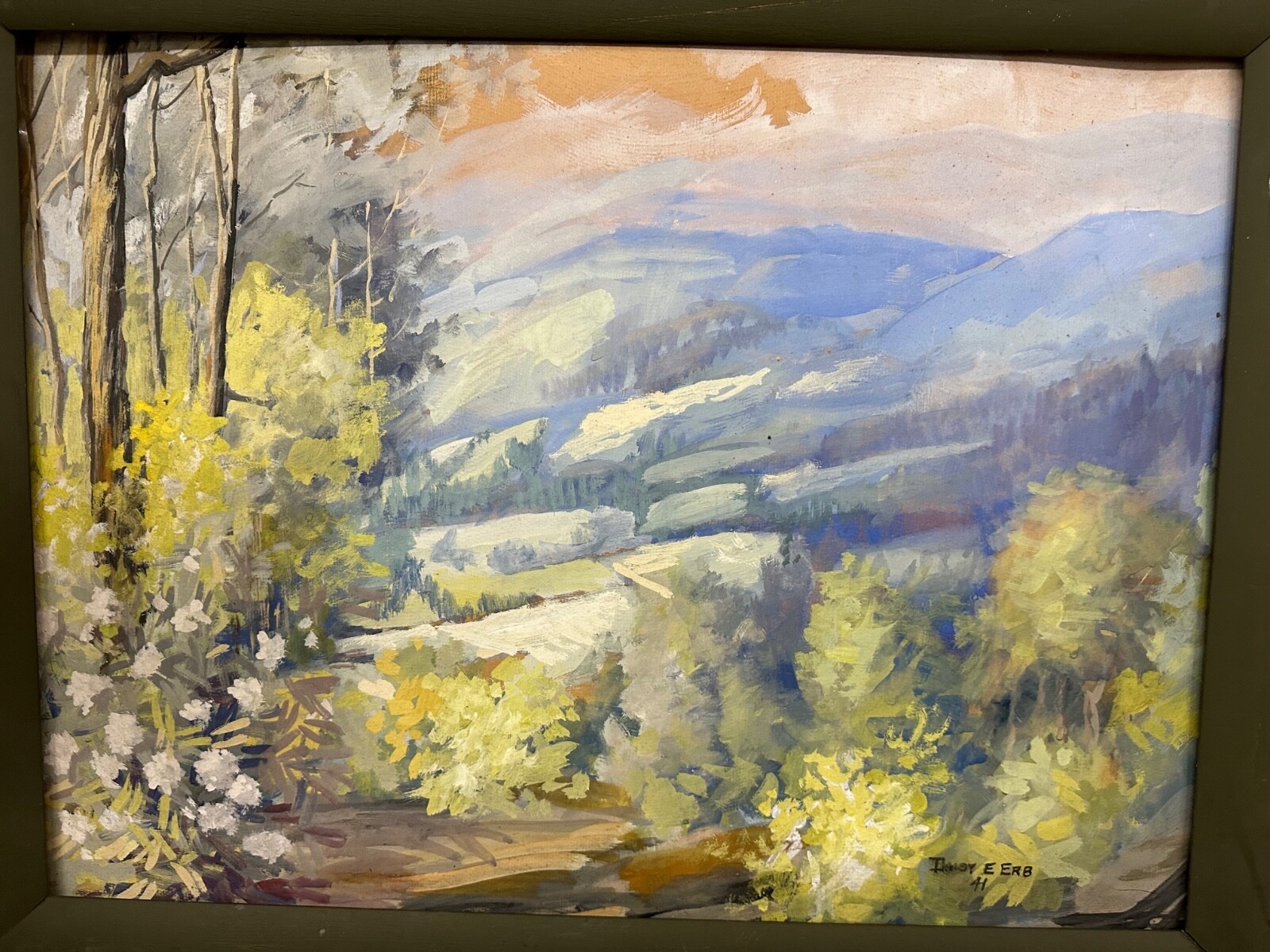 Daisy Erin Erb Gouache Painting of Mountains/Hills | eBay