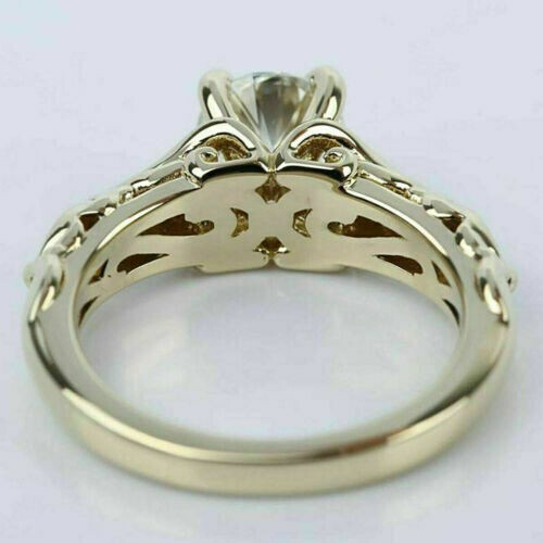 1Ct Round Cut Lab Created Diamond Engagement Ring 14k Yellow Gold Over ...