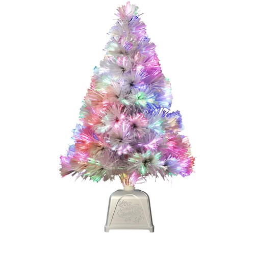 Pre lit Mini Christmas Tree, Tabletop Artificial Fiber Optic Christmas ...