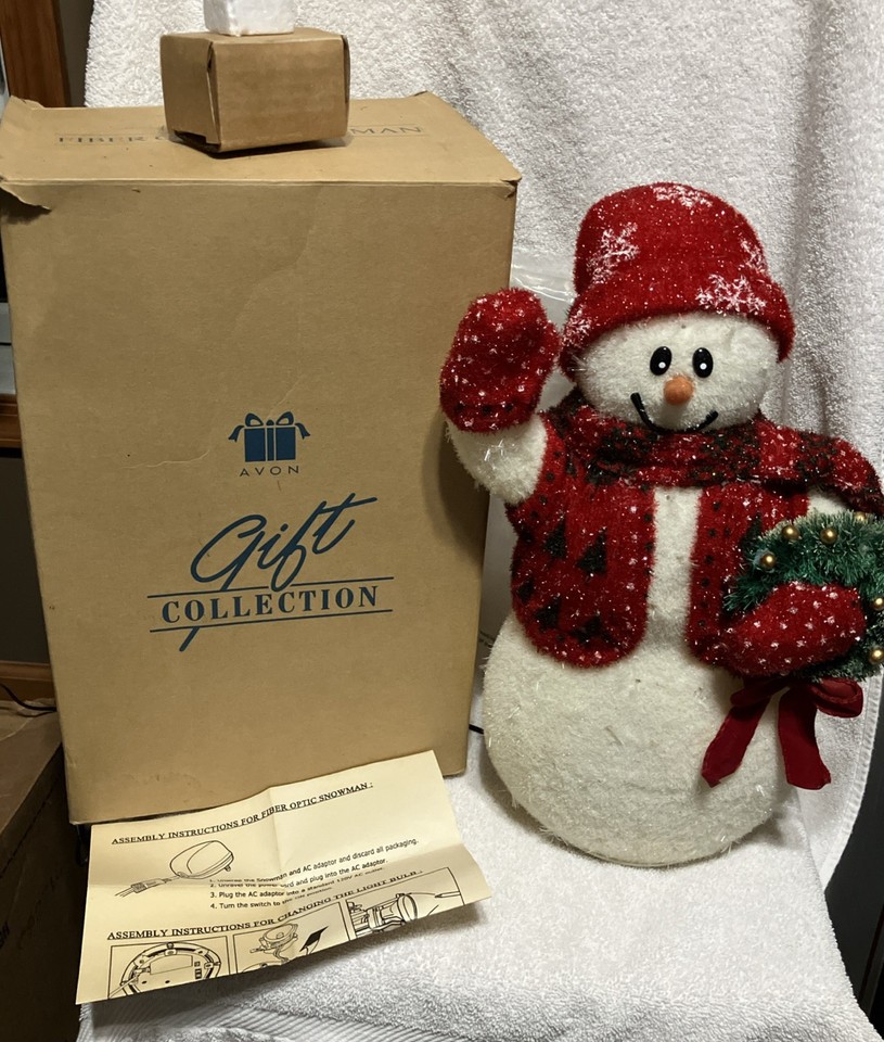NOS Vintage Avon Fiber Optic Light-Up Snowman | Animated X-mas Holiday ...