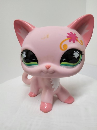 Littlest Pet Shop Jumbo Deco Pets Pink Magenta Green Eyes Cat 5" LPS ...