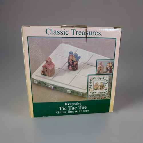 Classic Treasures TIC TAC TOE Keepsake Game Box & Pieces Bird House ...