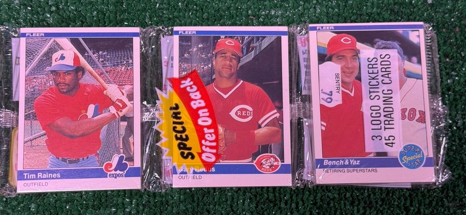 1984 FLEER BASEBALL UNOPENED CELLO RACK PACK. RAINES, YAZ. PLEASE READ ...