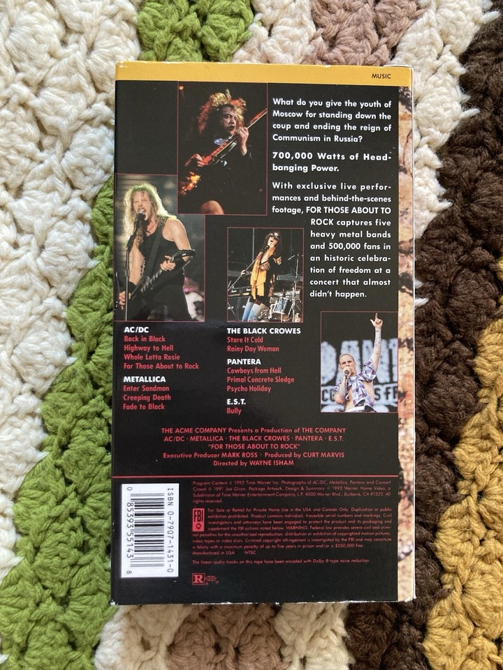 For Those About To Rock (1992) VHS Metallica Pantera AC/DC The Black ...