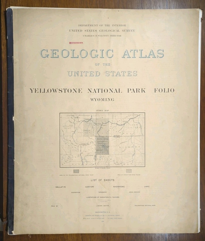 FOR MIKE (4) 1896 YELLOWSTONE Topo Maps Mammoth Old Faithful Lake ...