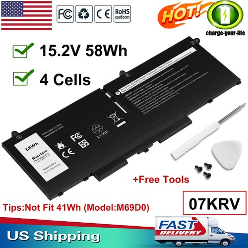 58Wh 07KRV Battery Fits for Dell Latitude 5530 5430 Precision 3570 ...