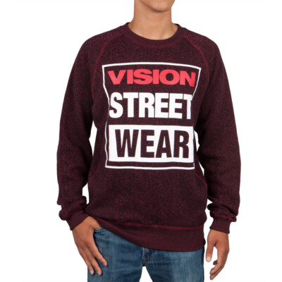Vision Street Wear - Logo Fleece Maroon Crew Neck Sweatshirt | eBay