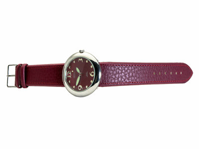 SEVIL: WOMENS' RED LEATHER BAND ROUND CASE RED DIAL ANALOG QUARTZ WATCH ...