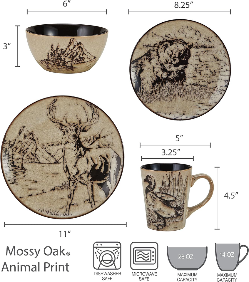Wildlife Dinnerware Set Dishes Plate Bowl Cup Cabin Bear Moose Duck ...