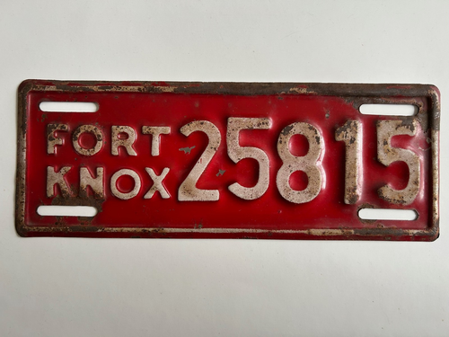 1940s Fort Knox Kentucky US Army Military Base Metal License Plate ...