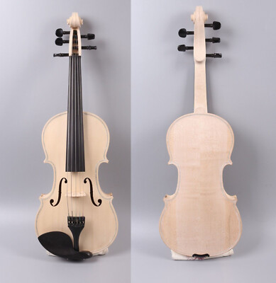 5 String Violin 4/4 Unfinished White Violin DIY Ebony Fittings Maple ...