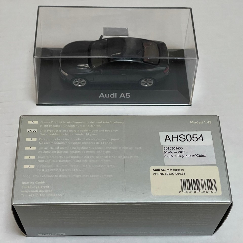 RARE - OFFICIAL AUDI A5 Coupe 1:43 Meteor Gray 3.2 Quattro Dealer Scale ...
