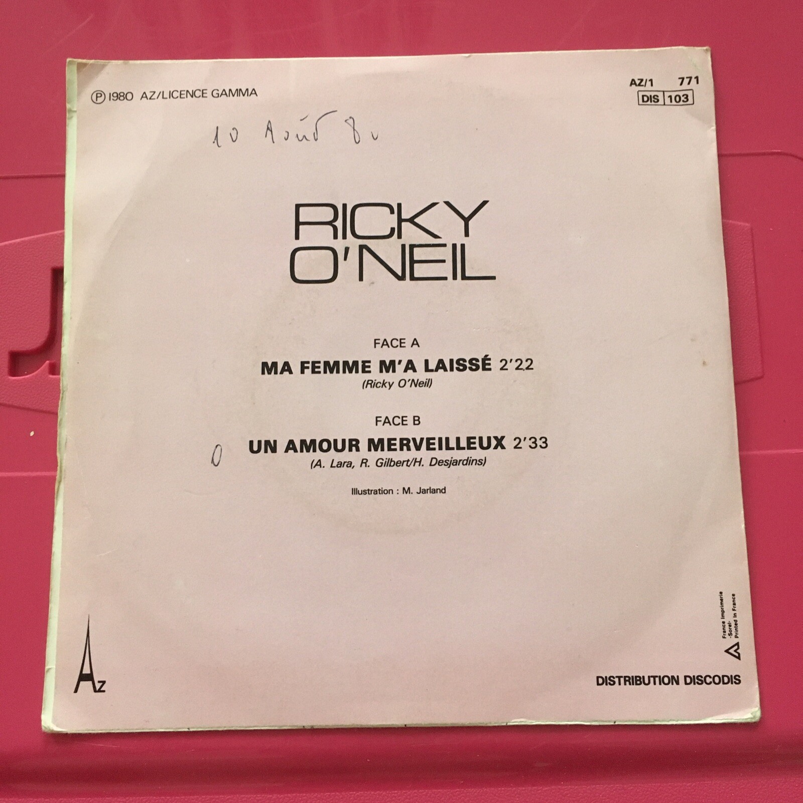 Vinyle, 45 Tours : RICKY O’NEIL, Un amour merveilleux, Ma femme m’a ...