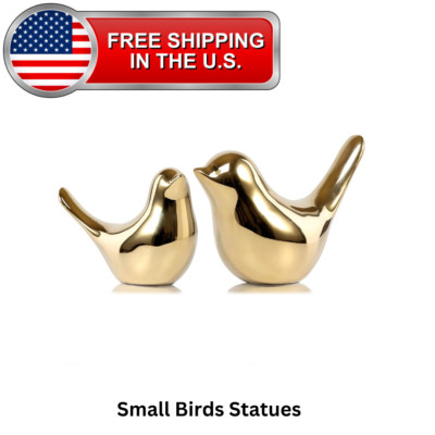 Small Birds Statues Gold Home Modern Style Figurine Decorative Medium ...
